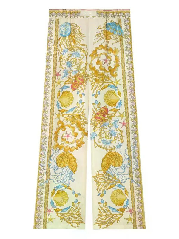 Versace Underwater Barocco Silk Trousers