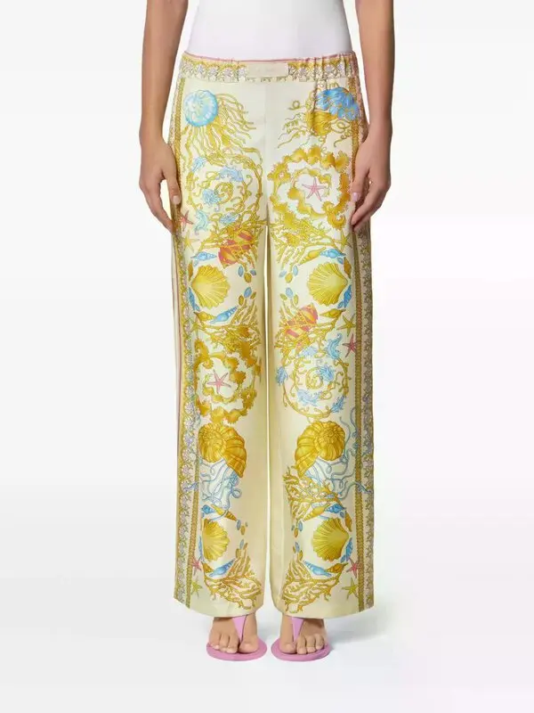 Versace Underwater Barocco Silk Trousers