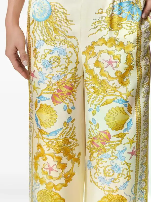 Versace Underwater Barocco Silk Trousers