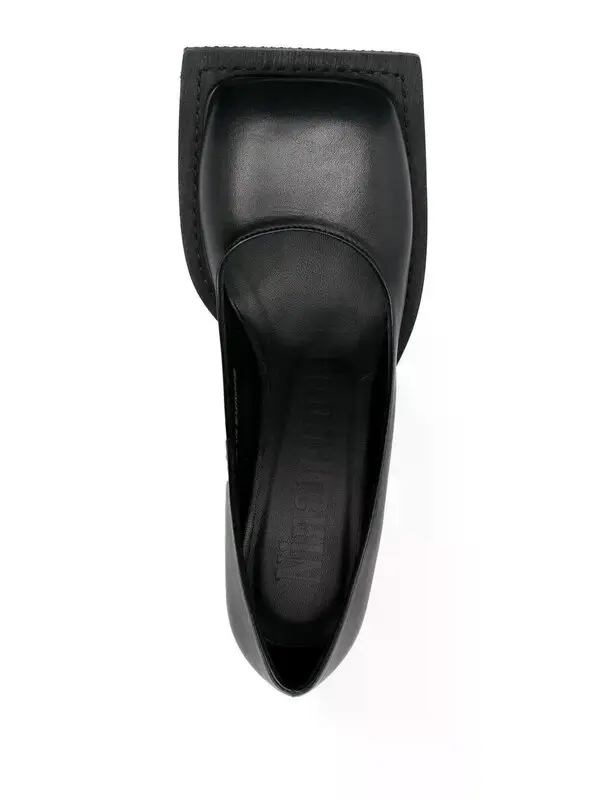 NINAMOUNAH Howl Leather Block Heel Pumps - Black