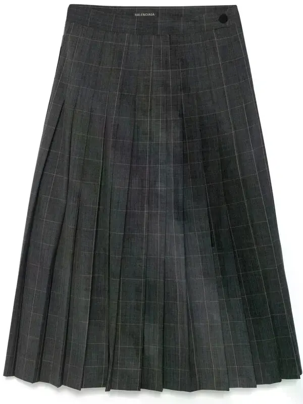 Balenciaga Checked Midi Skirt