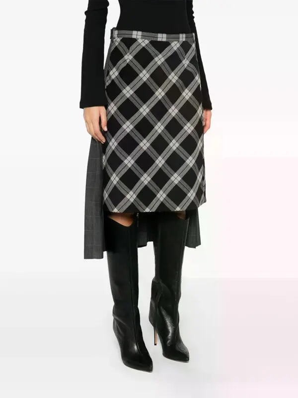 Balenciaga Checked Midi Skirt