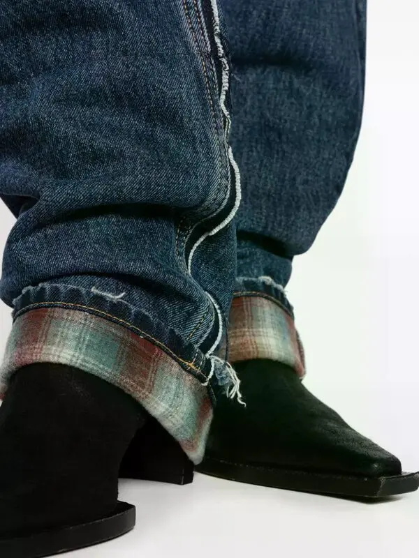 MAISON MARGIELA Logo-patch Ripped Wide-leg Jeans - Blue