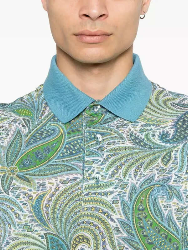Etro Paisley-print Polo Shirt - Blue