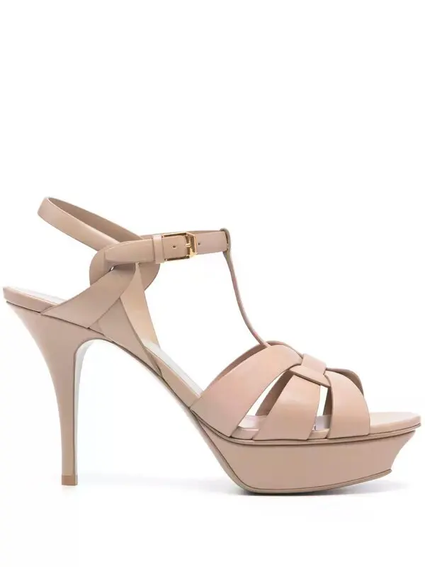 Saint Laurent 105mm Tribute Platform Sandals - Neutrals