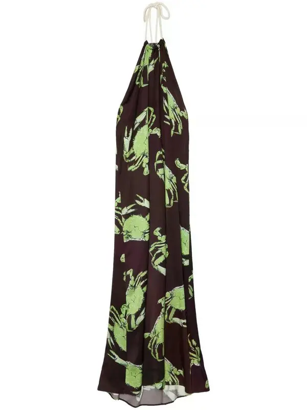MSGM Graphic-print Maxi Dress - Brown