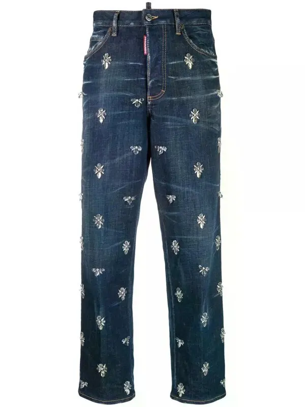 Dsquared2 Crystal Embellished High-rise Cropped Jeans