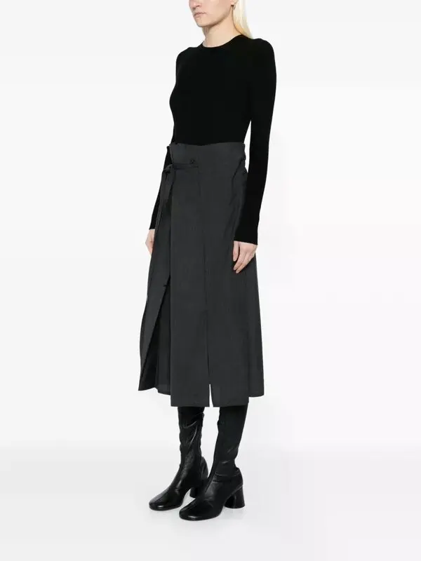LESS Patchwork Long-sleeved Dress