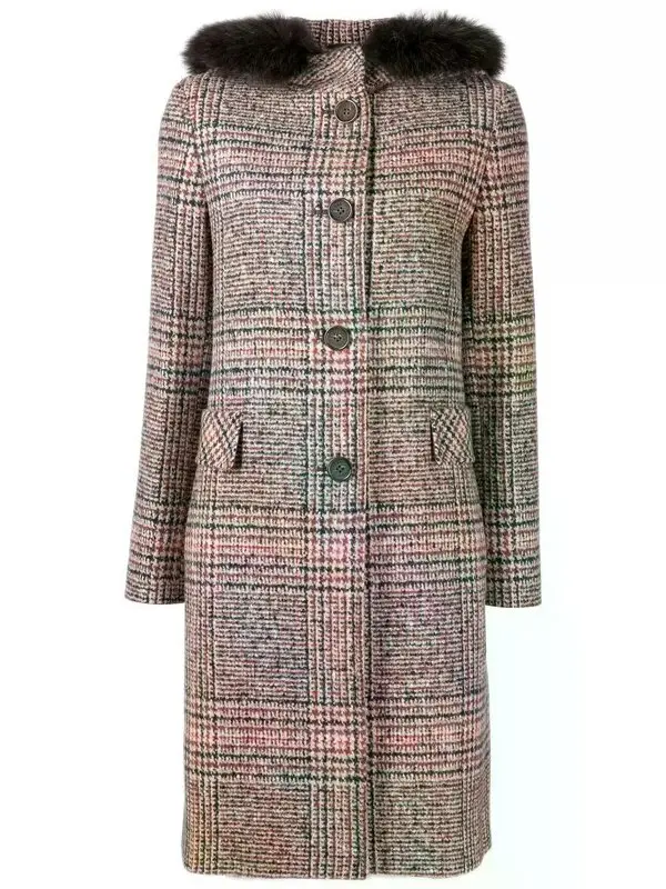 Cinzia Rocca Plaid Check Print Hooded Coat