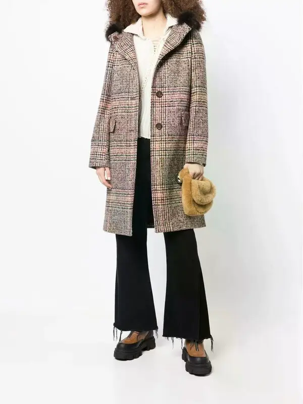 Cinzia Rocca Plaid Check Print Hooded Coat