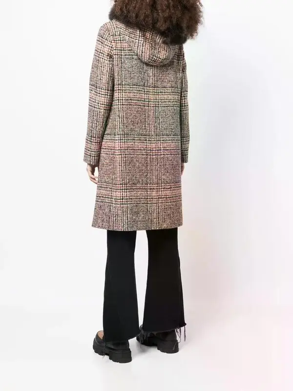 Cinzia Rocca Plaid Check Print Hooded Coat