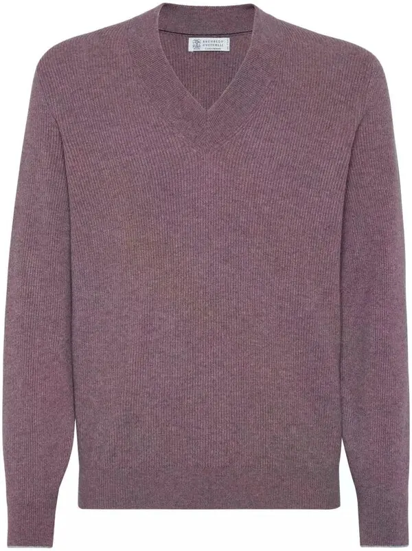 Brunello Cucinelli Ribbed V-neck Jumper