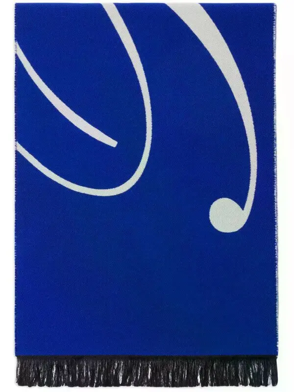 Burberry Logo Intarsia-knit Wool-blend Scarf - Blue