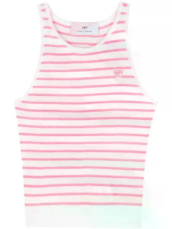 CHIARA FERRAGNI Eyelike-patch Striped Sleeveless Top