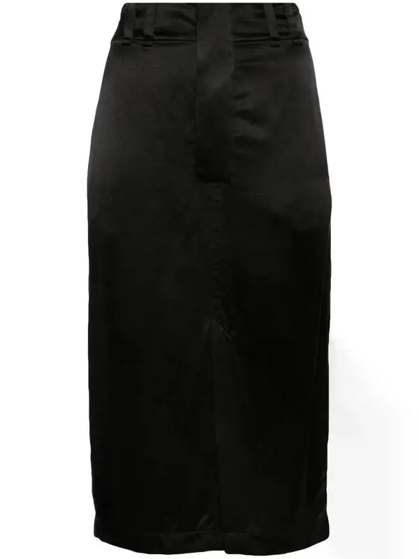 Saint Laurent Silk Crepe De Chine Midi Skirt