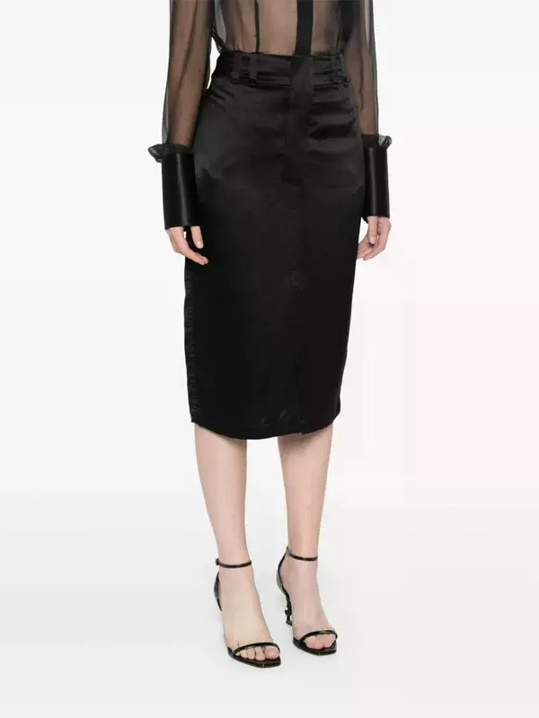 Saint Laurent Silk Crepe De Chine Midi Skirt