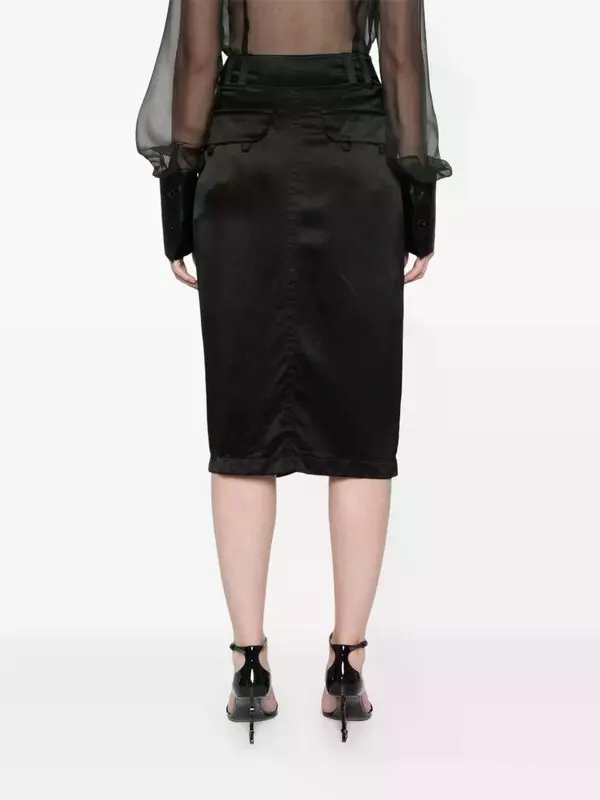 Saint Laurent Silk Crepe De Chine Midi Skirt