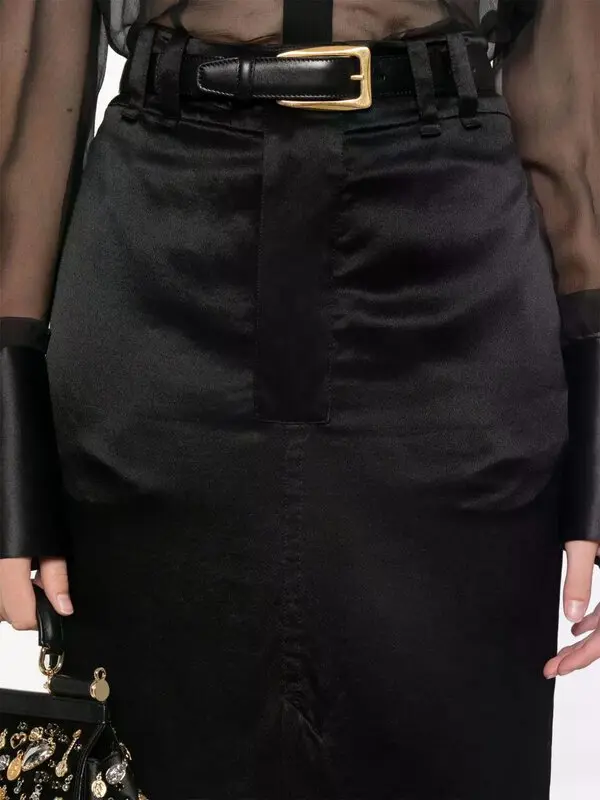 Saint Laurent Silk Crepe De Chine Midi Skirt