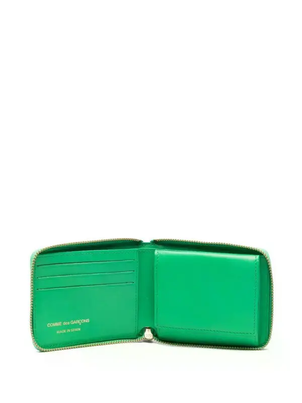 Comme Des Garçons Leather Zip Around Wallet - Green