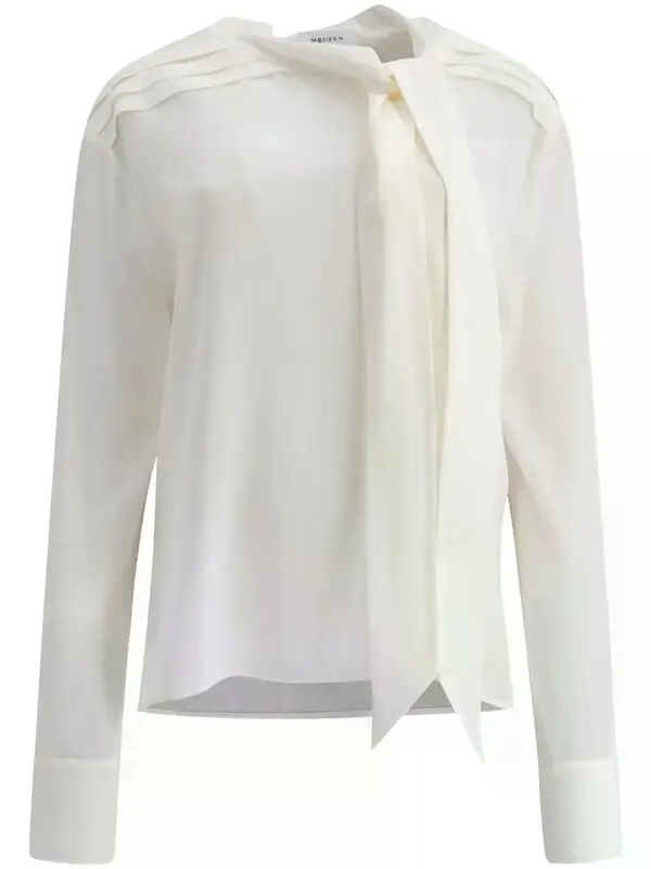 Alexander McQueen Scarf-detailed Georgette Shirt - White