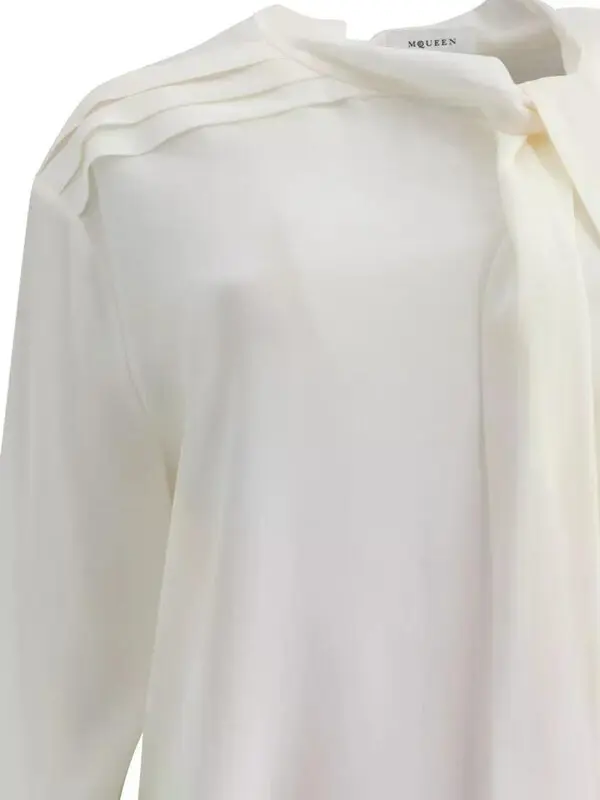 Alexander McQueen Scarf-detailed Georgette Shirt - White