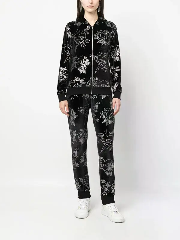 Philipp Plein Heart Velvet Tracksuit Set