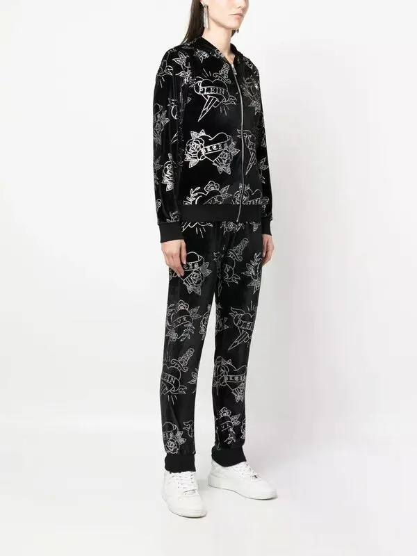Philipp Plein Heart Velvet Tracksuit Set