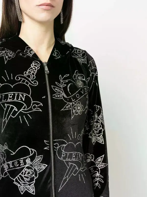 Philipp Plein Heart Velvet Tracksuit Set