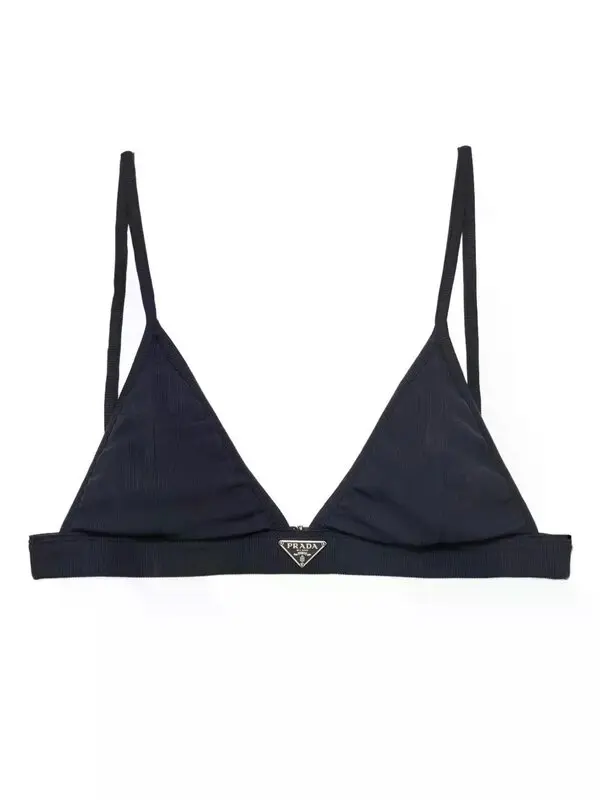 Prada Ribbed Bralette Bikini Top - Blue