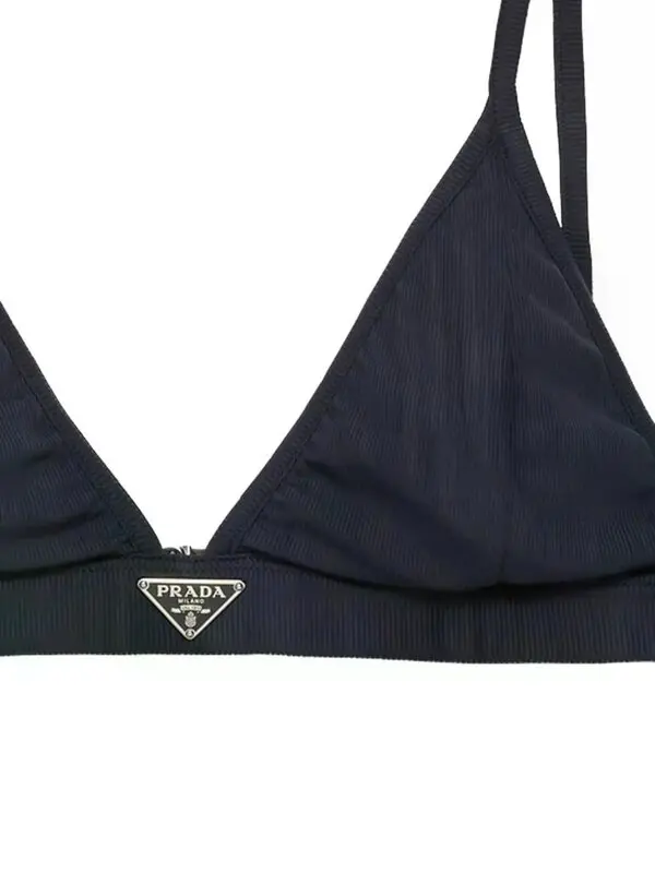 Prada Ribbed Bralette Bikini Top - Blue