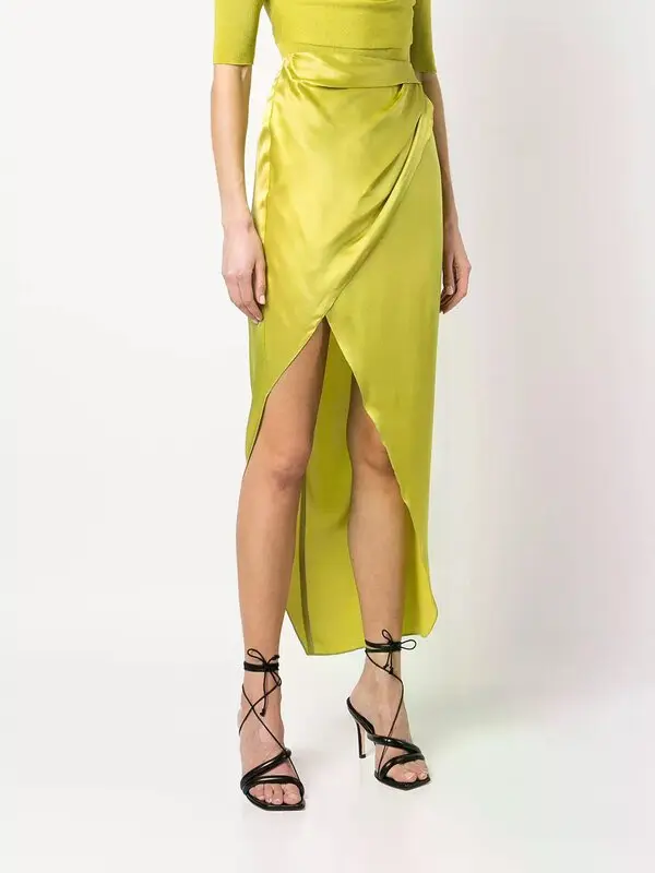 Michelle Mason Wrap-effect Silk Charmeuse Skirt