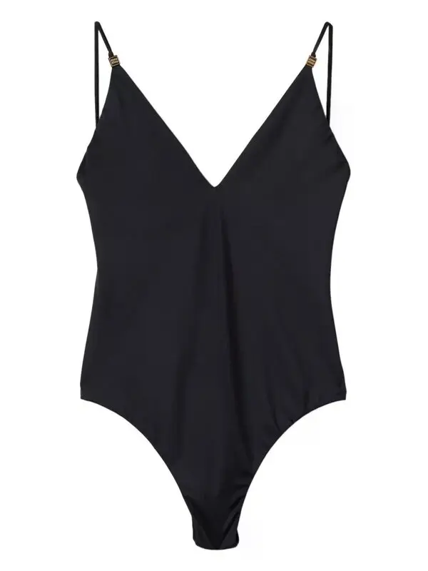 Miu Miu Logo-plaque Swimsuit - Black