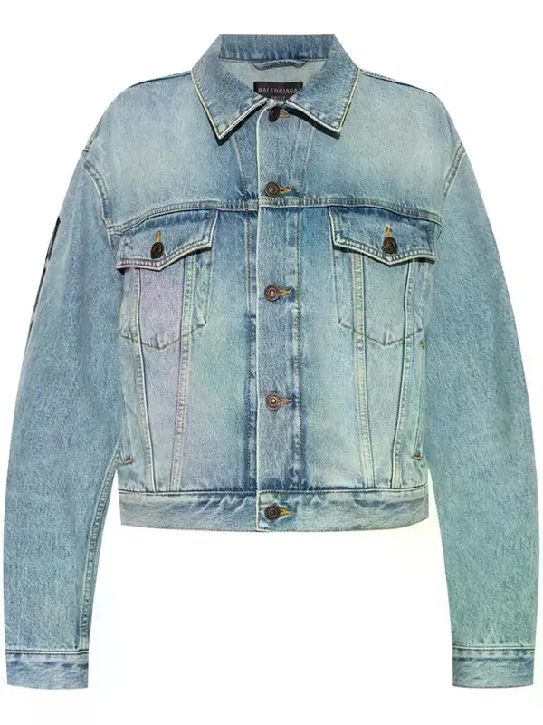 Balenciaga Washed Denim Jacket - Blue
