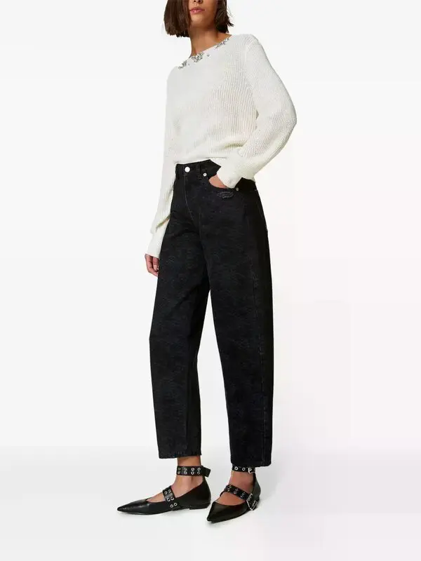 TWINSET Snake-print Wide Leg Jeans