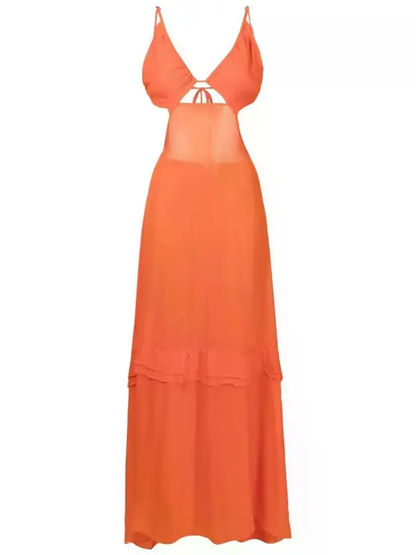 AMIR SLAMA Cut-out Semi-sheer Maxi Dress - Orange