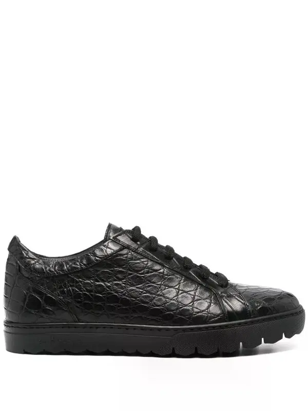 Kiton Embossed Crocodile Effect Leather Sneakers