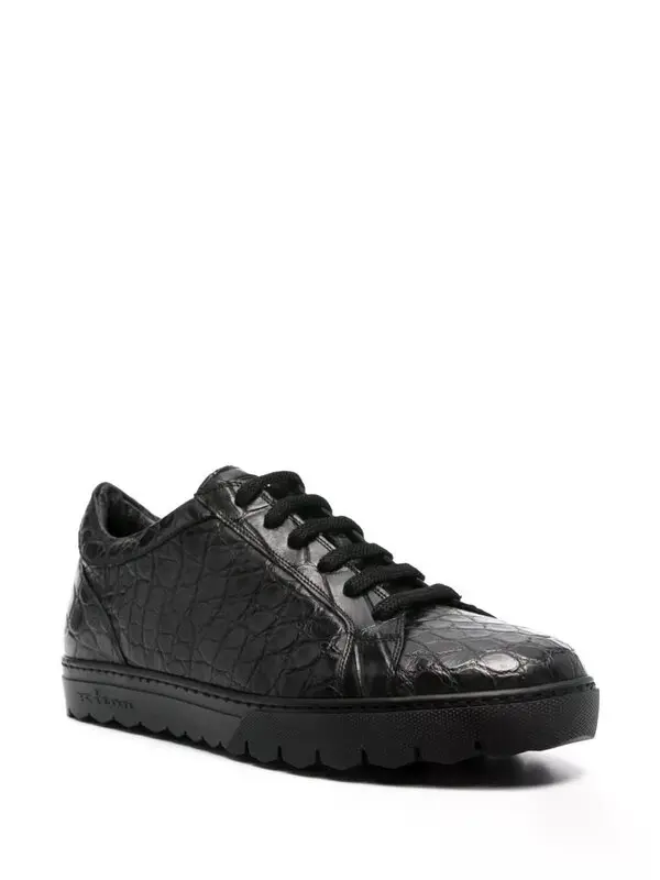 Kiton Embossed Crocodile Effect Leather Sneakers