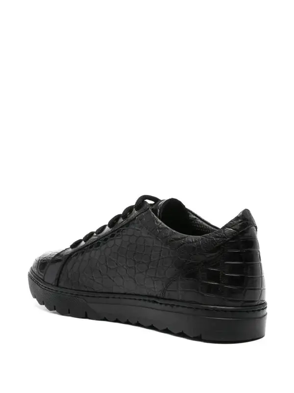 Kiton Embossed Crocodile Effect Leather Sneakers