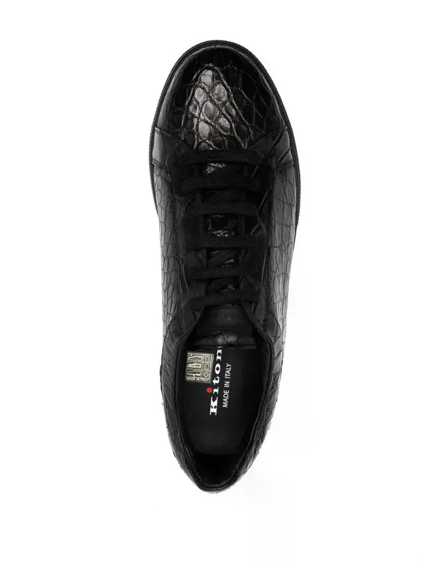 Kiton Embossed Crocodile Effect Leather Sneakers