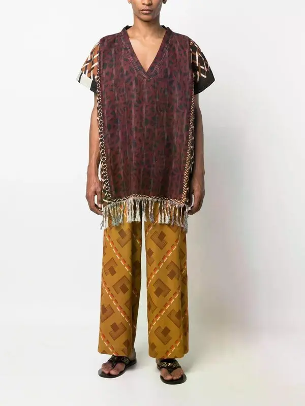 PIERRE-LOUIS MASCIA Patterned Wide-leg Trousers
