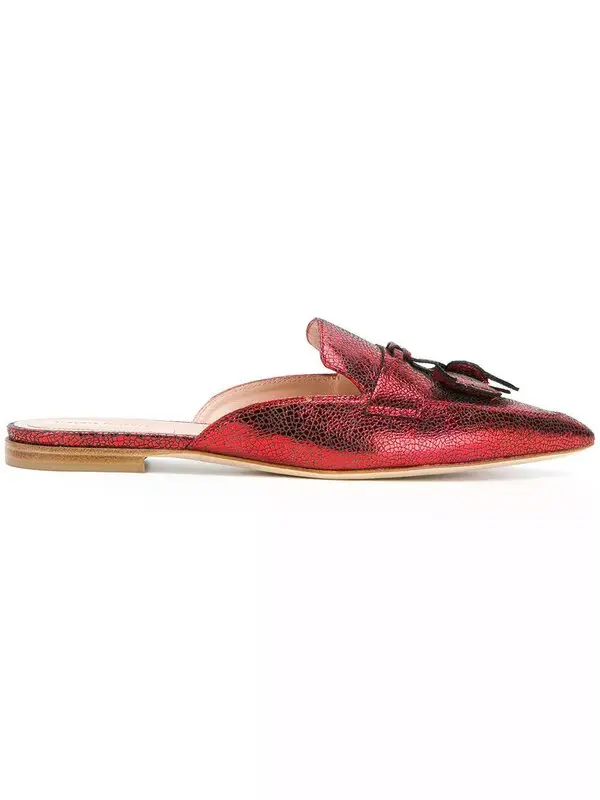 Alberta Ferretti Mia Heart Mules - Red