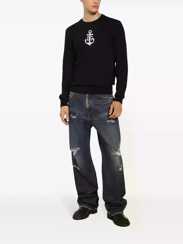 Dolce & Gabbana Logo-embroidered Virgin Wool Jumper