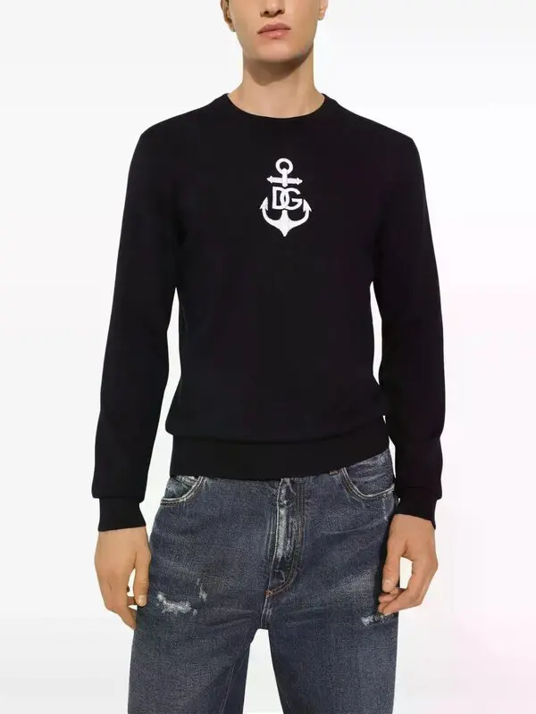 Dolce & Gabbana Logo-embroidered Virgin Wool Jumper