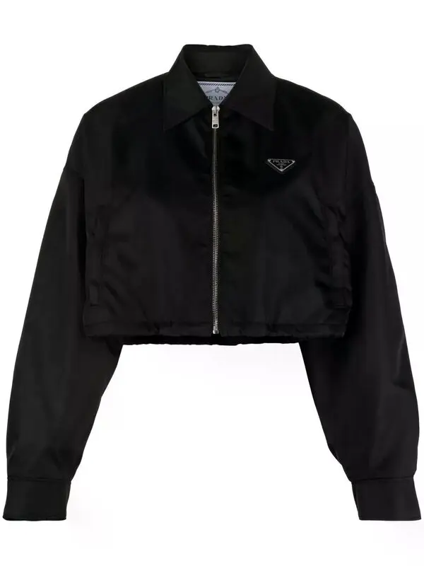 Prada Re-nylon Cropped Blouson Jacket - Black