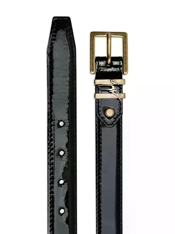 GIUSEPPE ZANOTTI Patent Finish Belt - Black