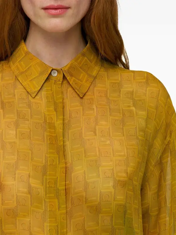 FERRAGAMO Gancini Print Silk Shirt