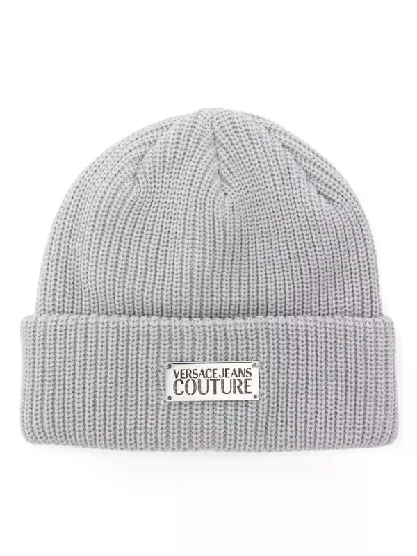 Versace Ribbed-knit Beanie Hat - Blue