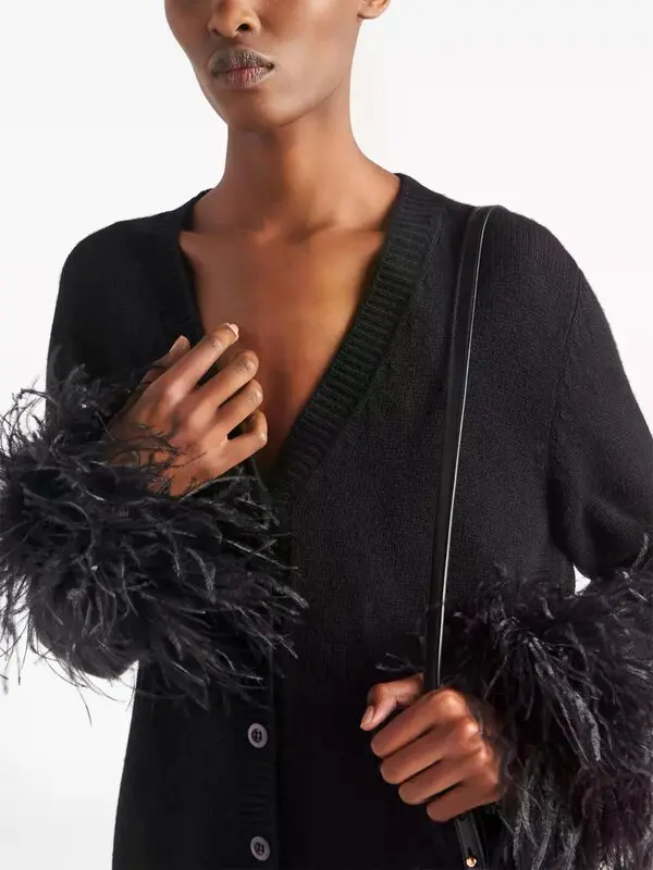 Prada Feather-trim Cashmere Cardigan