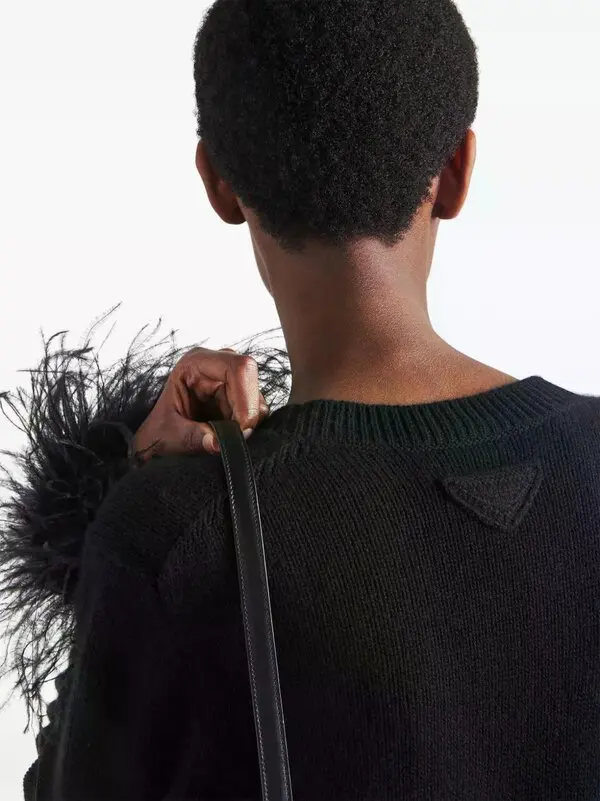 Prada Feather-trim Cashmere Cardigan