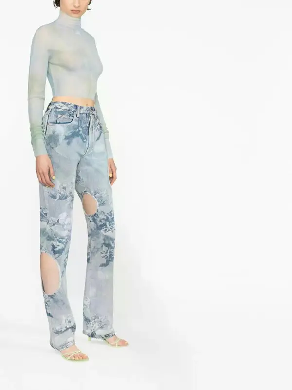 Off-White Logo-print Tie-dye Crop Top